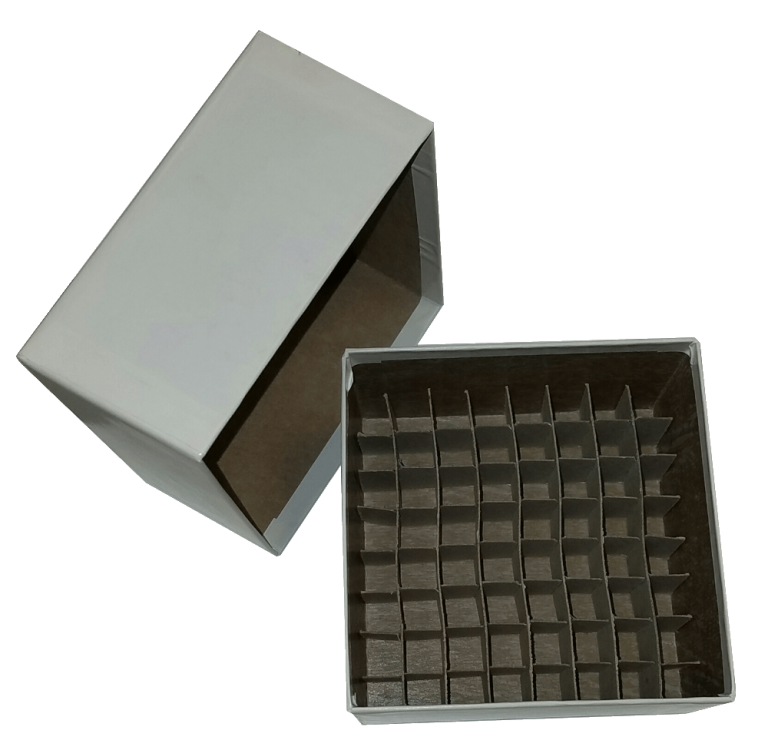 Standard White 3" Fiberboard Boxes With 64 Cell Dividers (Qty of 50)