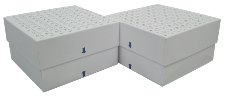 Standard White 3" Fiberboard Boxes With Gridlines and 100 Cell Dividers ...
