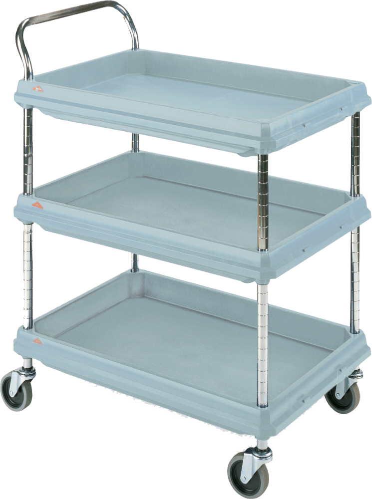 21.5"W Deep Ledge Polymer Utility Cart | 3 Shelves | Slate Blue ...