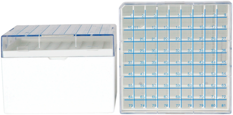 Polycarbonate 4" Boxes With 81 Cell Divider | White