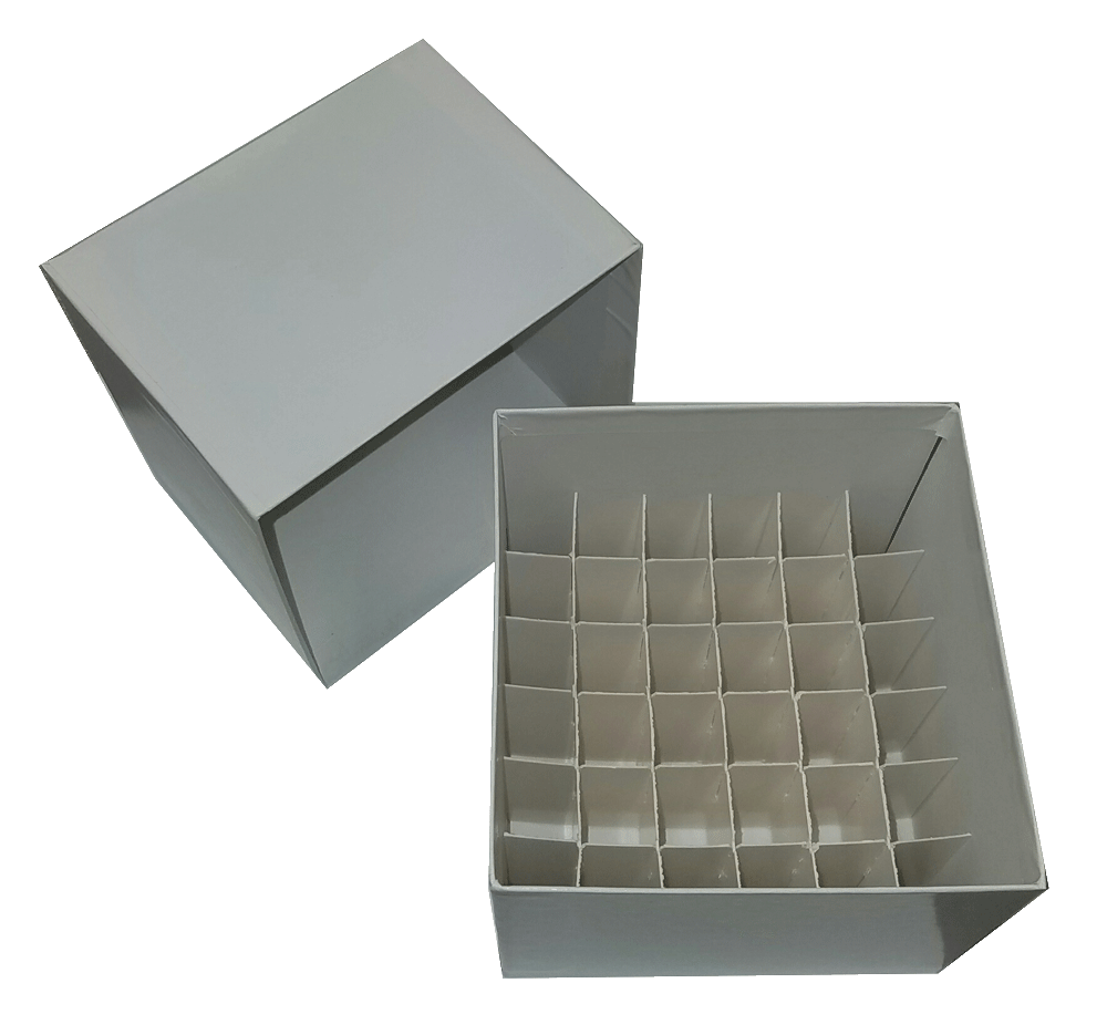 Standard White 4 3/4" Fiberboard Boxes With 36 Cell Dividers (Qty of 50)