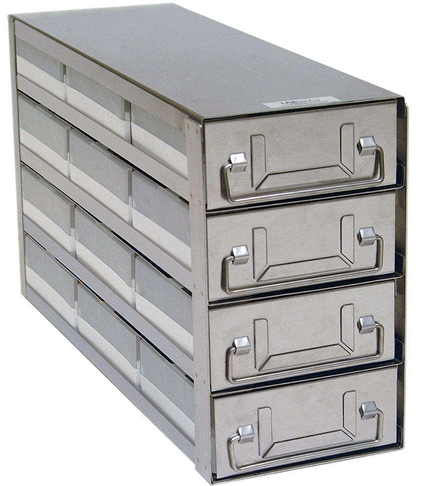 Upright Freezer Drawer Racks | 3 Deep x 4 High | 2" Polycarbonate Boxes