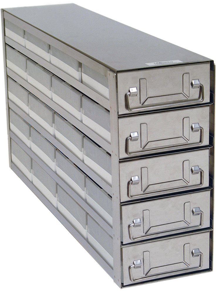 Upright Freezer Drawer Rack w/ 2" Polycarbonate Boxes & 100 Cell ...