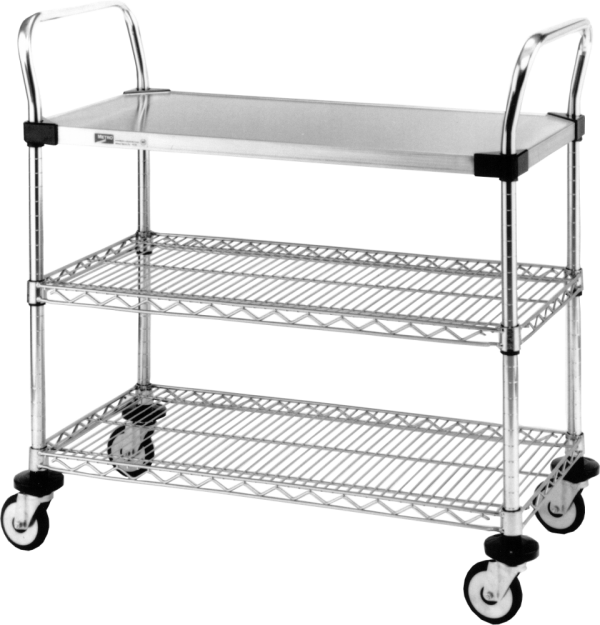 Lakeside 526 Medium Duty Utility Laboratory Cart with Guard Rails (19”x ...