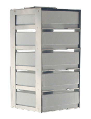 CF-5-2-81 Vertical Freezer Racks for (5) 2” Boxes with 81 Cell Dividers