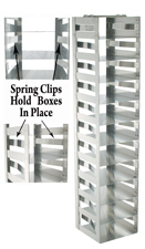 11 Box Vertical Freezer Racks with Spring Locks for 2 Inch Boxes