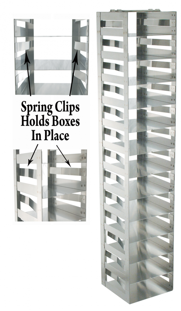 13 Boxes High Vertical Freezer Racks with Spring Locks for 2 Inch Boxes