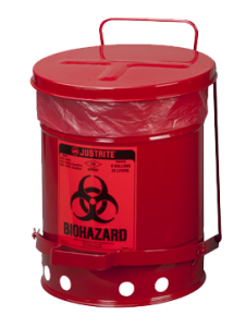 Justrite Biohazard Waste Can, 6 Gallon (Red) | LabRepCo, LLC