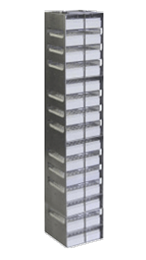 15 Boxes High Aluminum Vertical Freezer Rack | 2" Polycarbonate Boxes ...