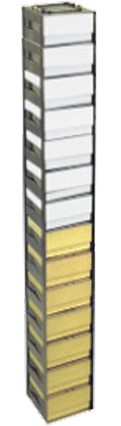 14 High Vertical Freezer Racks With 2 Inch Mini Fiberboard Boxes