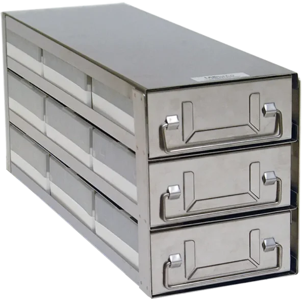 Upright Freezer Drawer Racks | 3 Deep x 3 High | 2" Polycarbonate Boxes