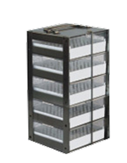 5 Box High Vertical Freezer Racks | 2" Polycarbonate Boxes & 81 Cells
