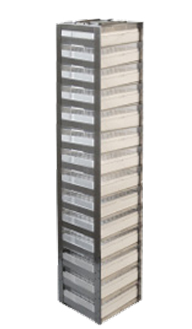 14 Boxes High Vertical Racks with Spring Clips | 2" Polycarbonate Boxes ...