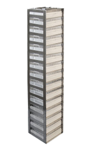 15 Boxes High Vertical Racks with Spring Clips | 2" Polycarbonate Boxes ...