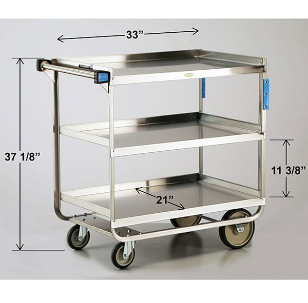 Lakeside 744 Heavy Duty Utility Cart with 3 Shelves | 700 lbs Capacity