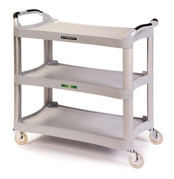 Lakeside 2510 Plastic Utility Cart (20"x 42") | 3 Shelves | 500lbs Capacity