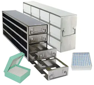 Upright Freezer Racks for 2" Boxes | Laboratory Freezer Storage