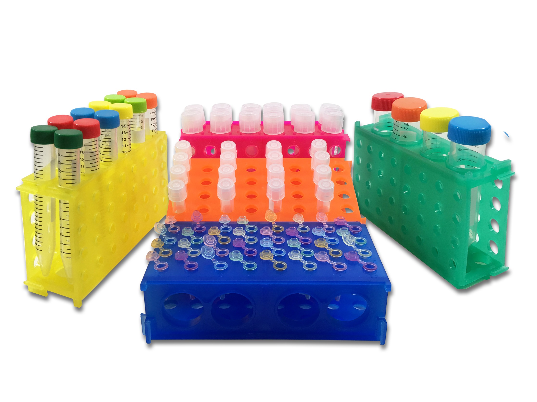 4-Way Test Tube Rack Designed to Hold 4×50mL, 12×15mL, or 32×microtubes ...